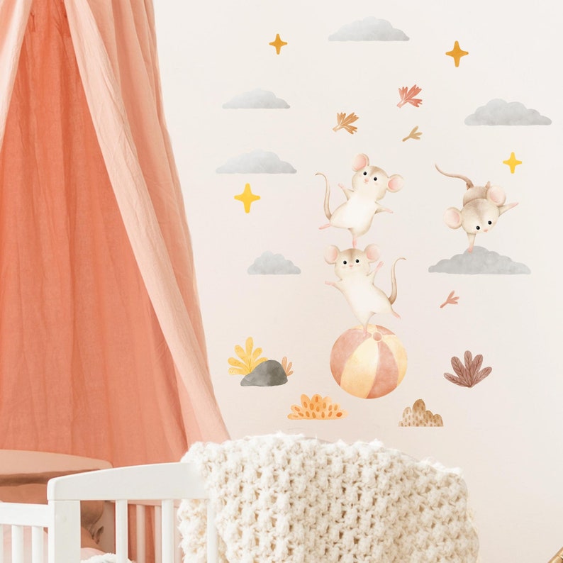 Circus Mice Wall Decals Plastic-free Kids Room Mouse Wall - Etsy