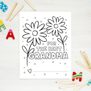 Kids Printable Coloring Mother's Day Grandmother's Day Card and ...