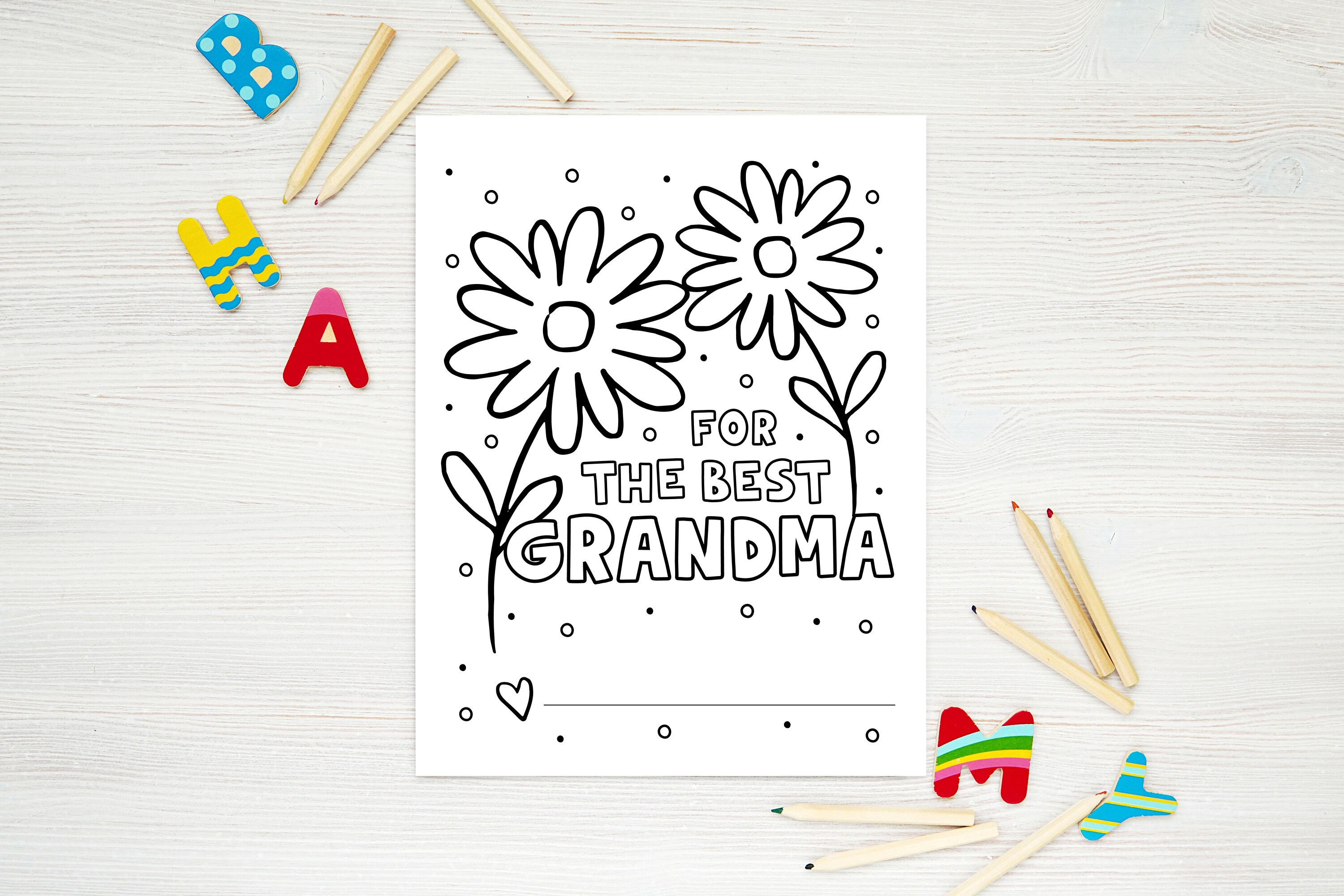 Kids Printable Coloring Mother's Day Grandmother's Day Card and ...