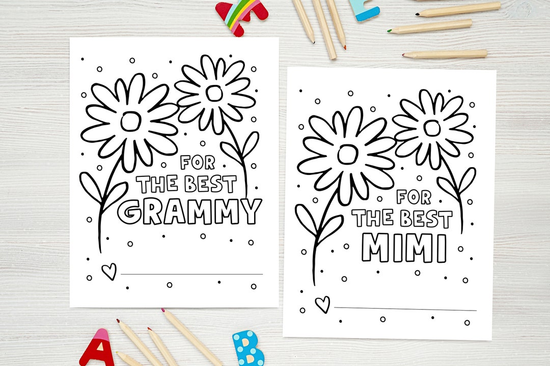 Kids Printable Coloring Mother's Day Grandmother's Day Card and ...