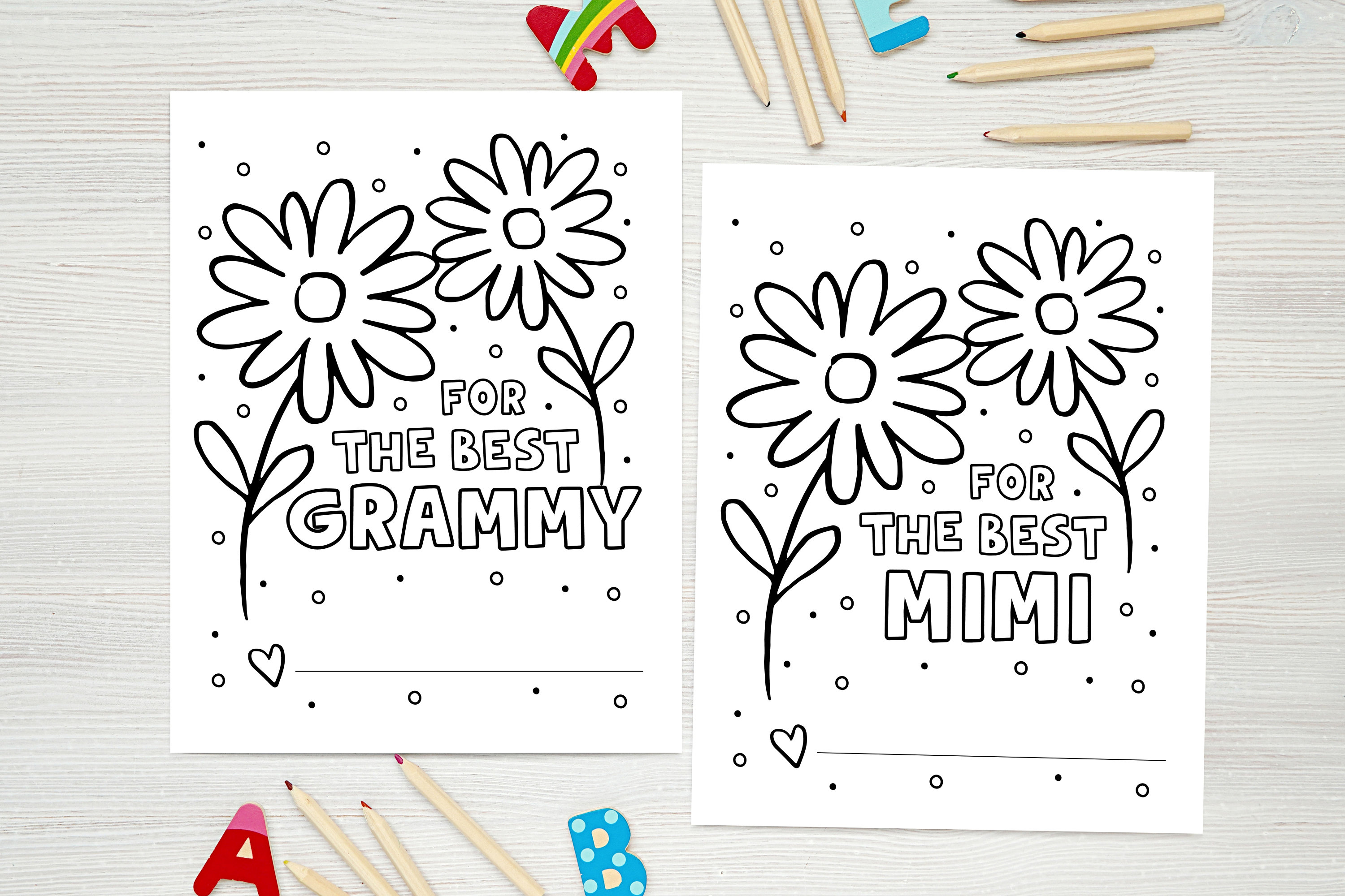 Kids Printable Coloring Mother's Day Grandmother's Day Card and ...