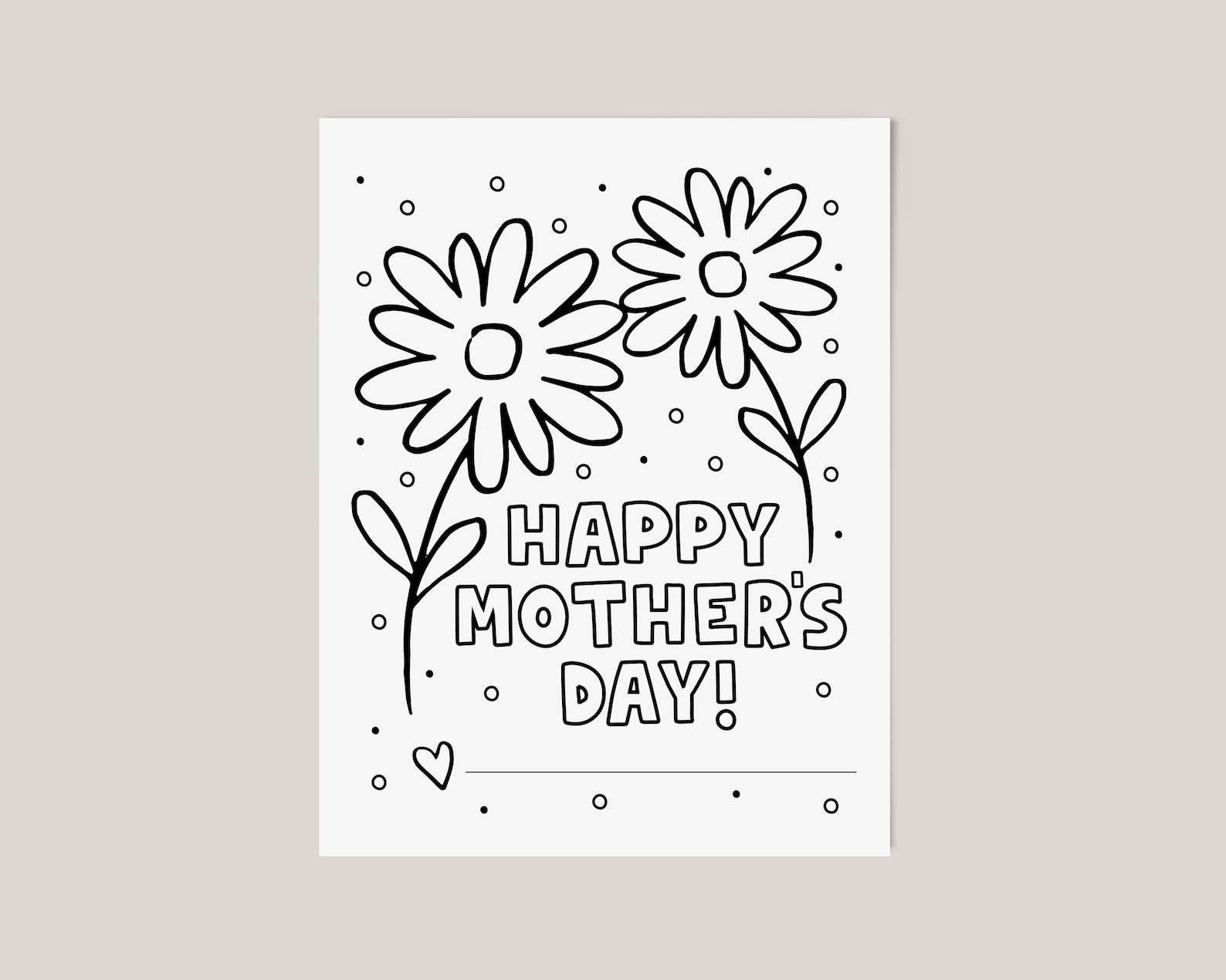 Kids Printable Coloring Mother's Day Card and Coloring Sheet, Kids ...