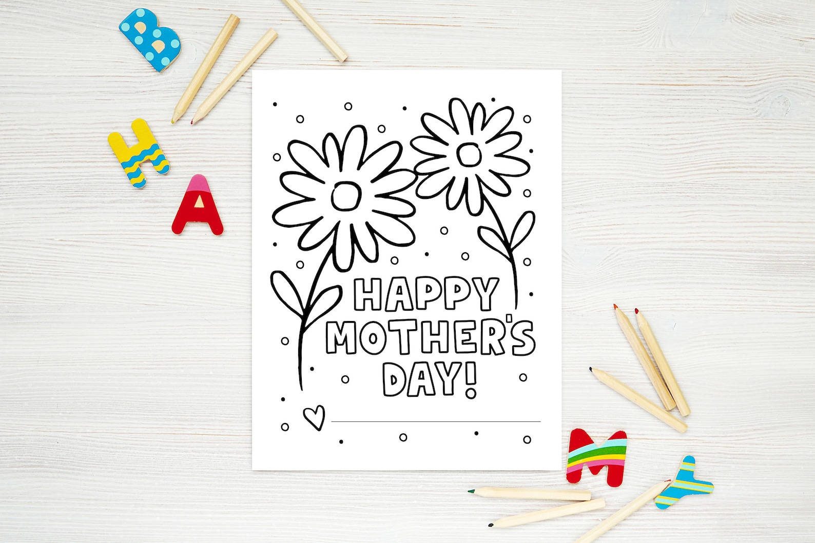 Kids Printable Coloring Mother's Day Card and Coloring Sheet, Kids ...