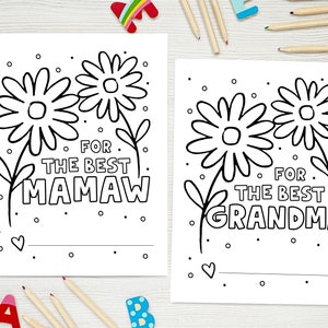 Kids Printable Coloring Mother's Day Grandmother's Day Card and ...