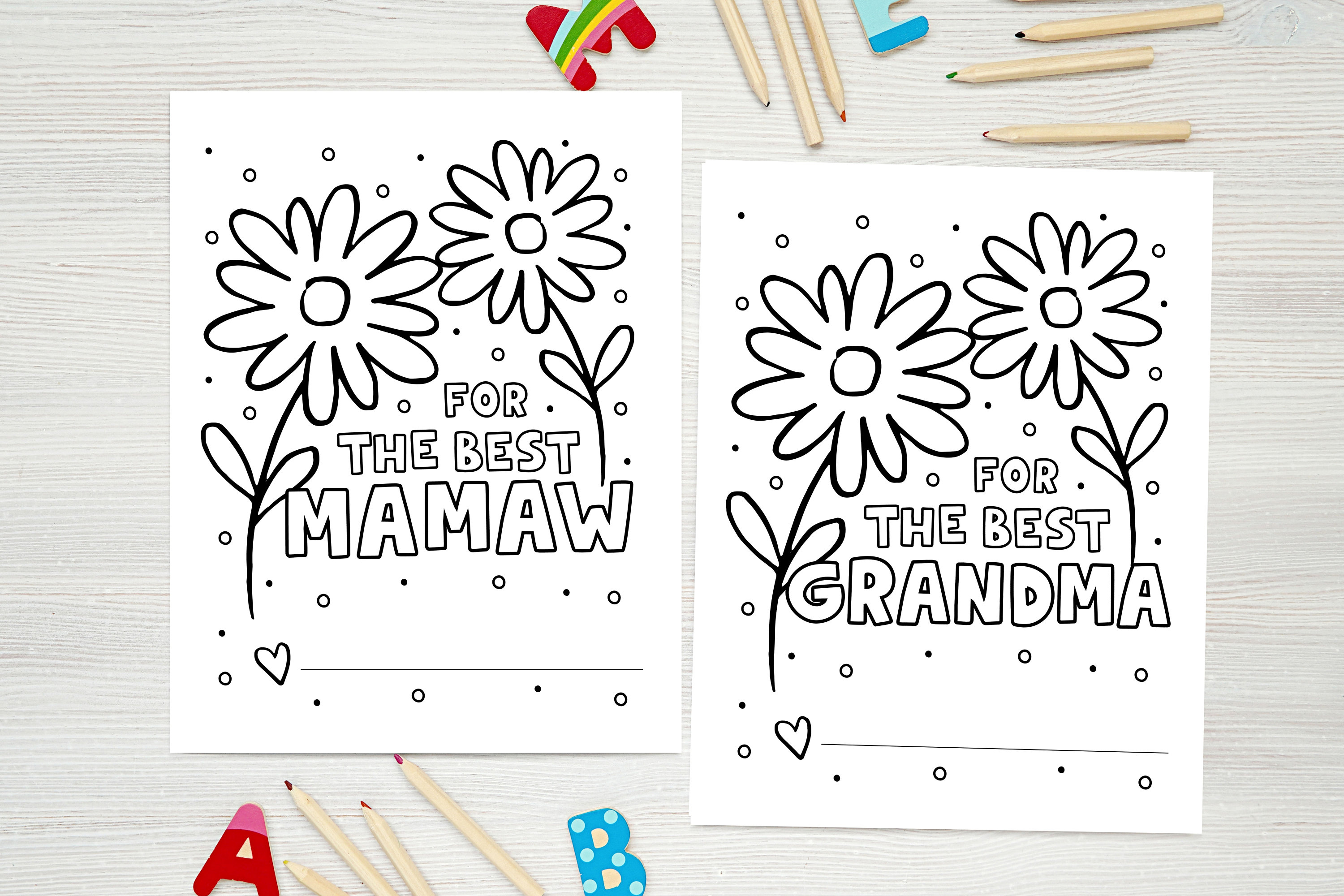 Kids Printable Coloring Mother's Day Grandmother's Day Card and ...