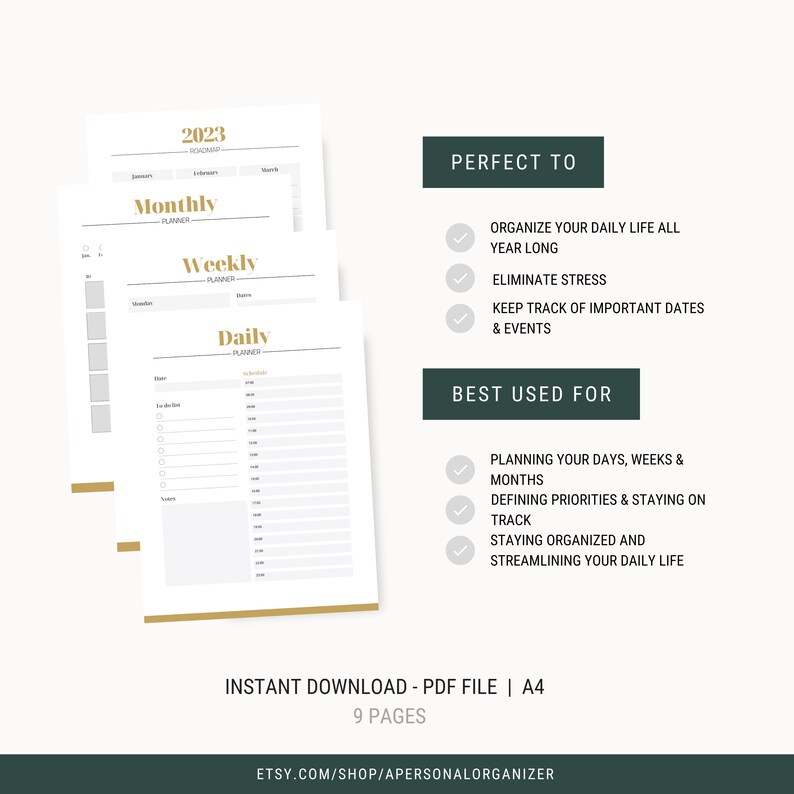 Personal Daily Weekly Monthly Yearly To-do Printable Planner to ...