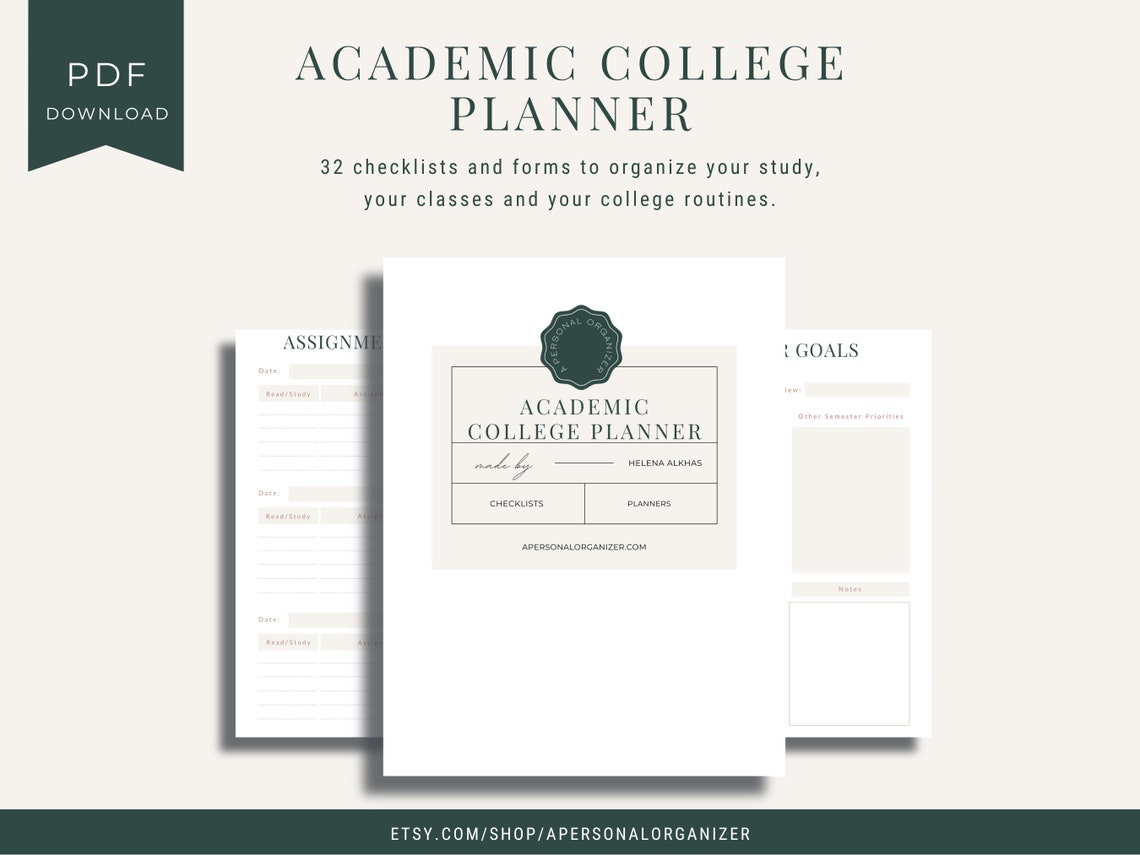 College Planner | Student Planner Printable | Assignments Tracker ...