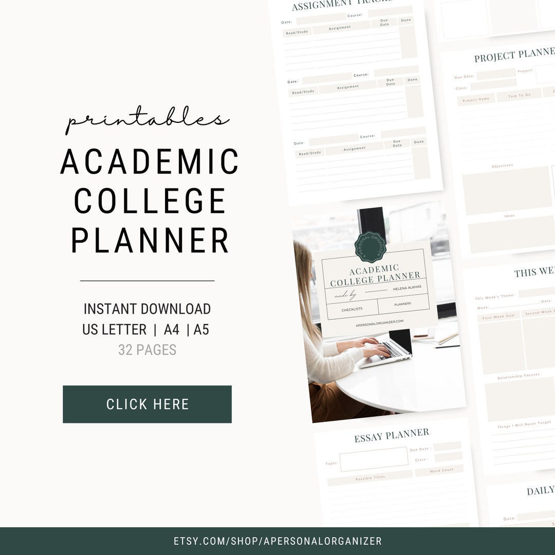 College Planner | Student Planner Printable | Assignments Tracker ...