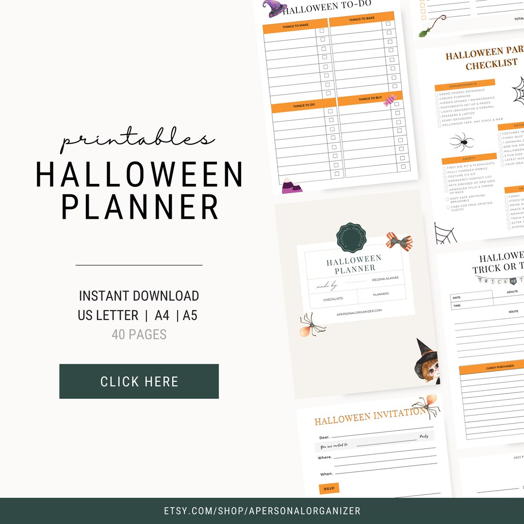Halloween Planner Printable | Holiday Planner | Party Planner | Trick ...