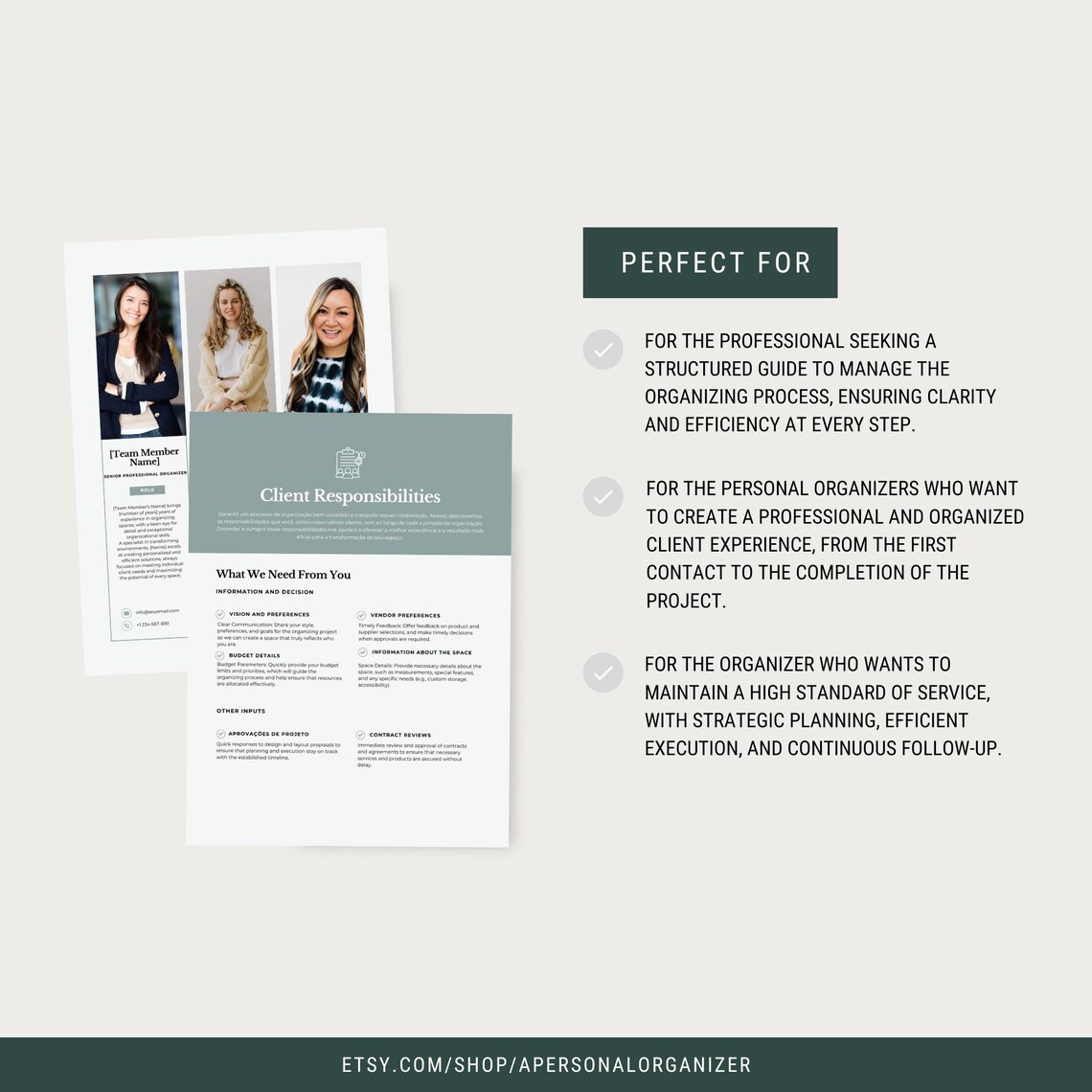 Professional Organizer Forms | Organizing Service Agreement | Intake ...