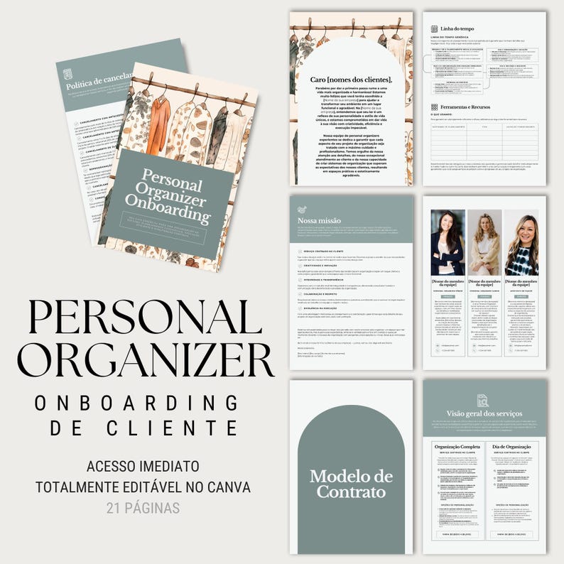 Onboarding Clientes | Personal Organizer | Modelo Canva Editável ...