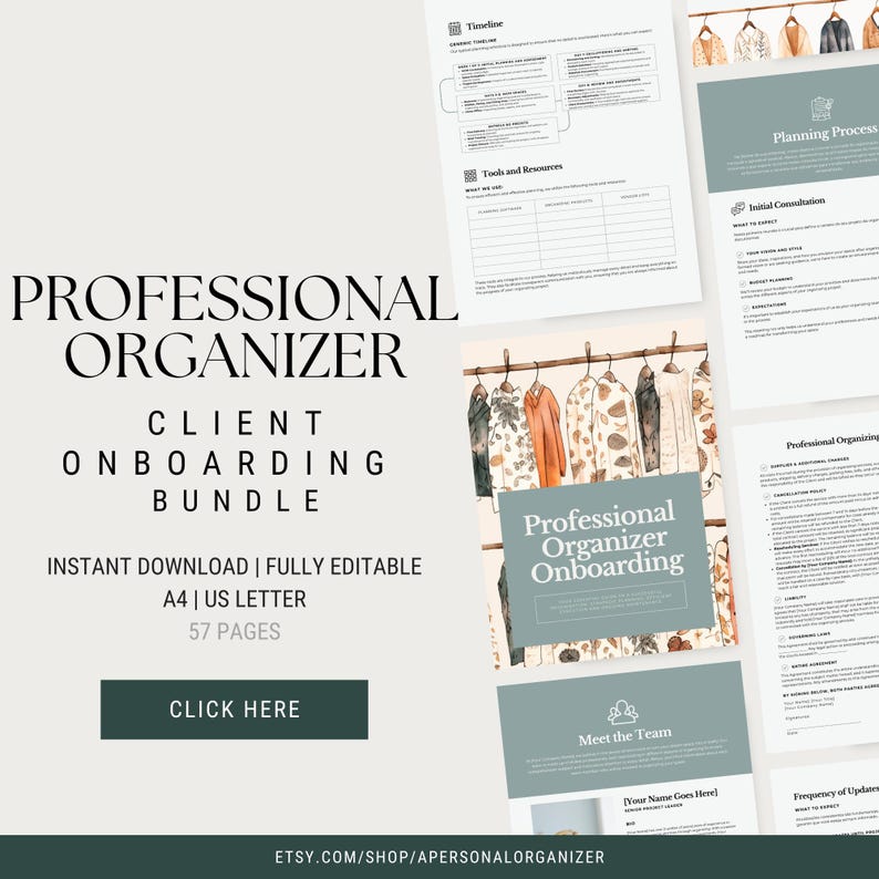 Professional Organizer Client Onboarding Kit | Canva Editable (digital ...