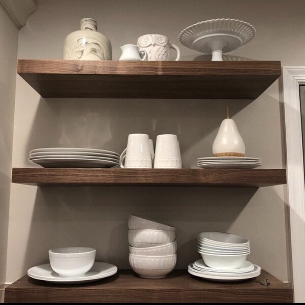 Walnut Floating Shelves - Etsy