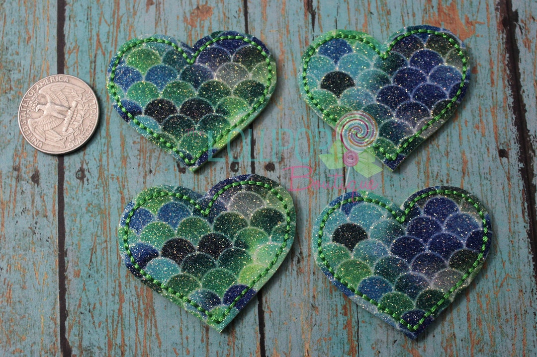 Blue Green Mermaid Scales Heart, Mermaid Scales Heart Felties, Felties ...