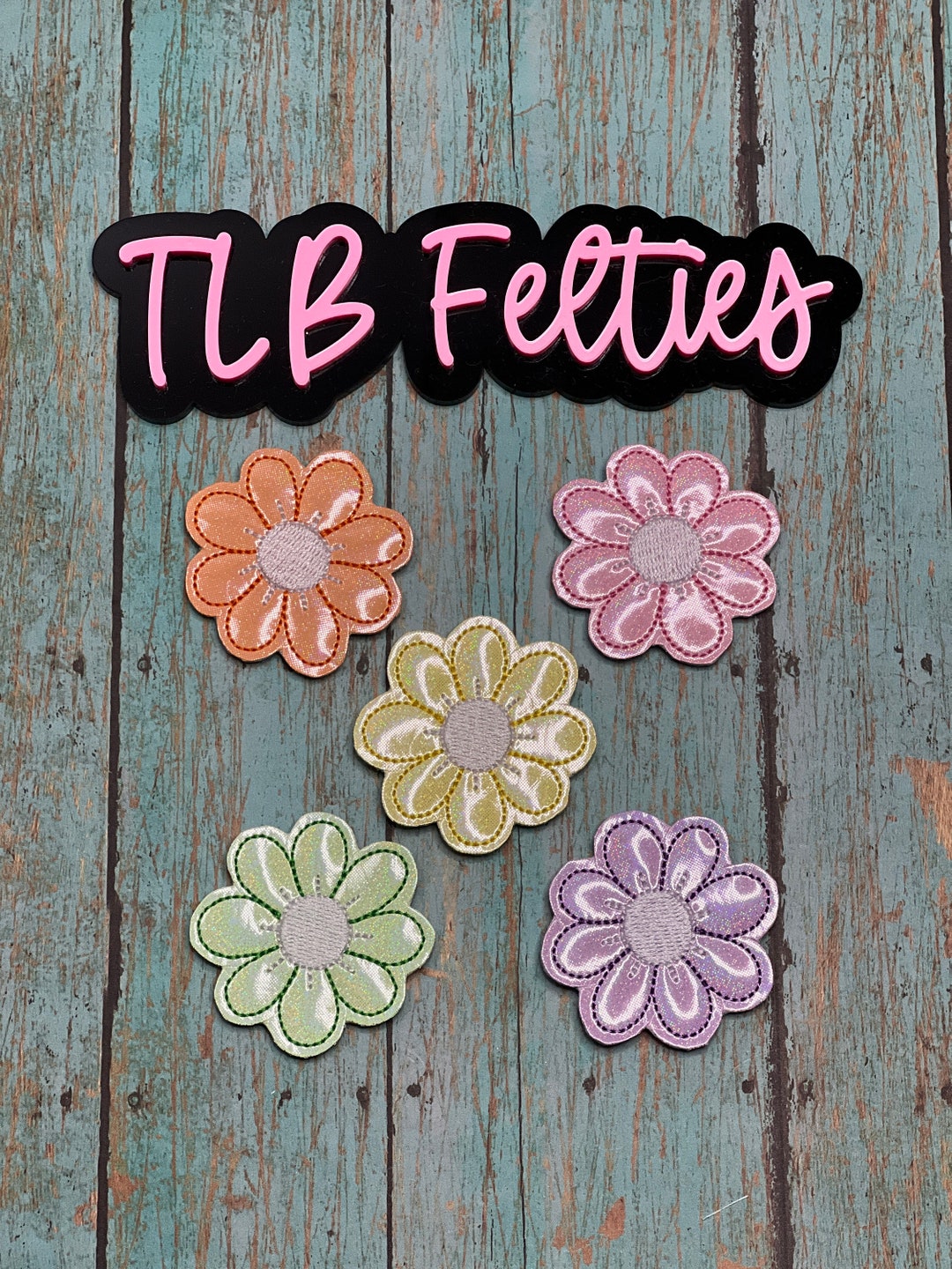 Pastel Daisy Flower Felties, Badge Reel Covers, Planner Clips, Hair Bow ...