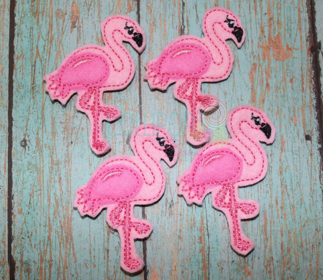 Pink Flamingo Felt Appliques, Embellishments (set of 4) - Etsy