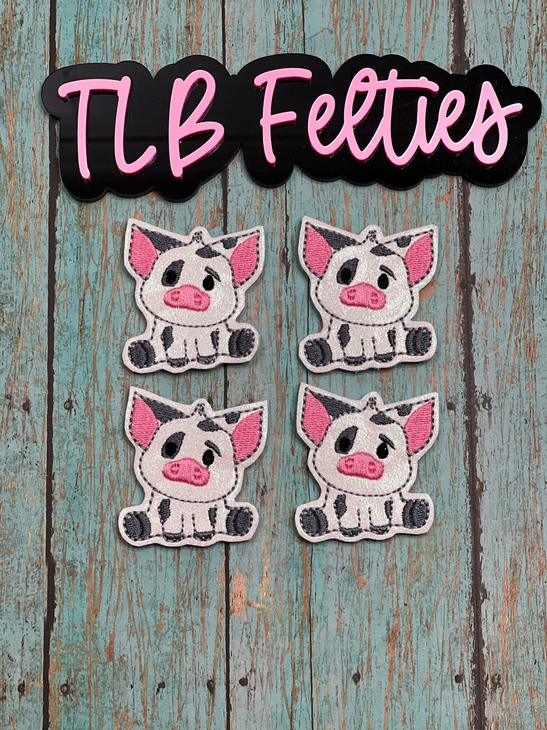 Glitter Spotted Pig Felties, DIY Craft Embellishments (set of 4) - Etsy