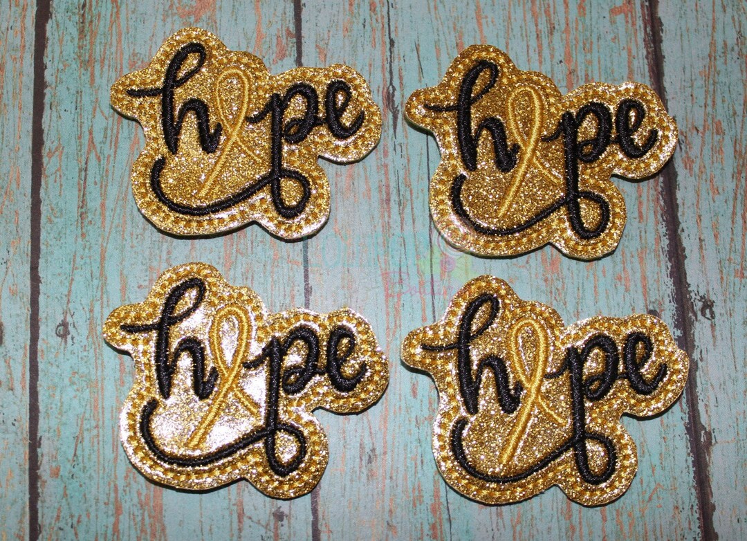 Gold Glitter Hope Ribbon Vinyl Felties - Set of 4 - Etsy