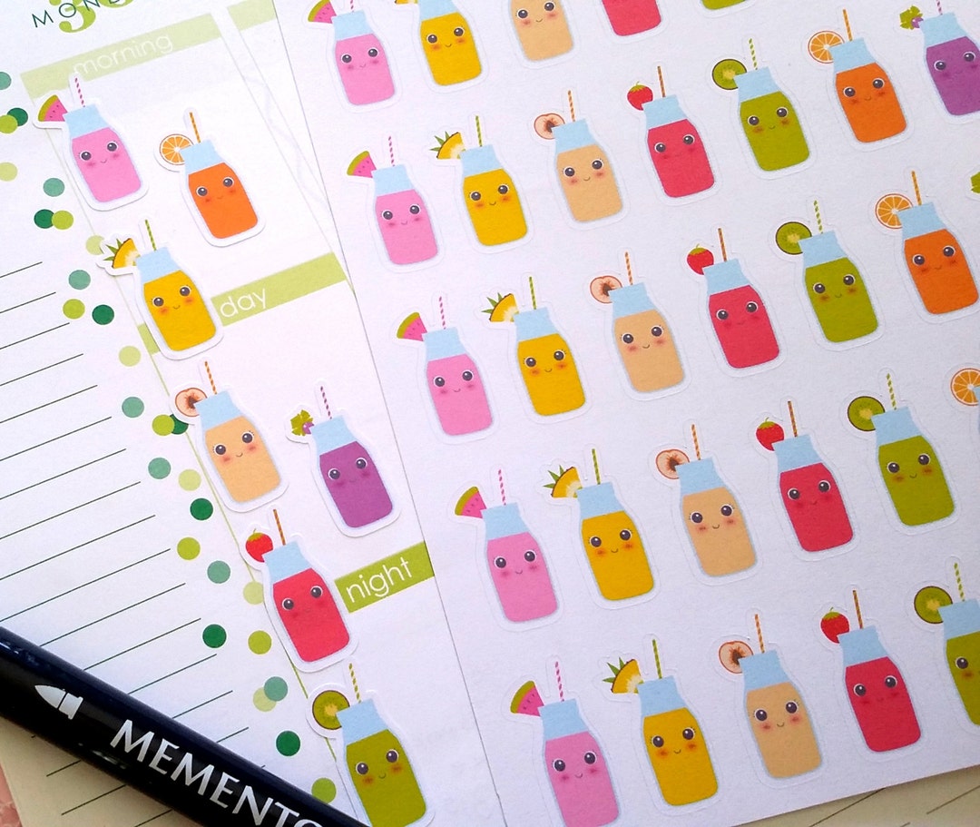 Smoothie Stickers, Juice Stickers, Fits All Common Planners, Kiss Cut ...