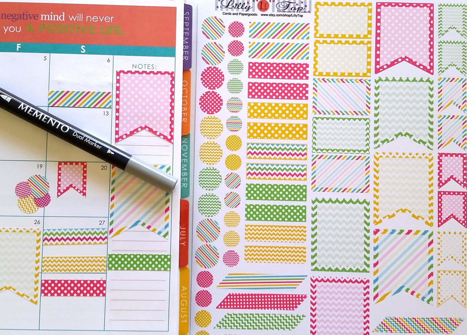 Full Box Flags Half Box Flags Monthly/daily Box and Note | Etsy