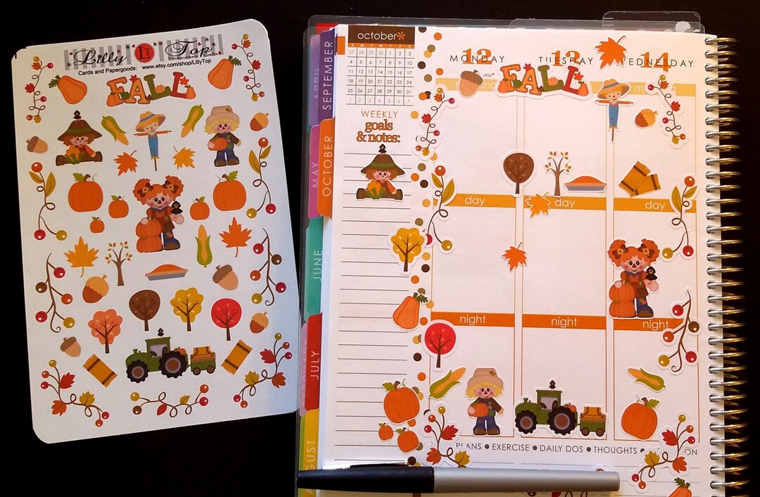 Fall Stickers, Fits All Common Planners, Kiss Cut, Organizing Stickers ...