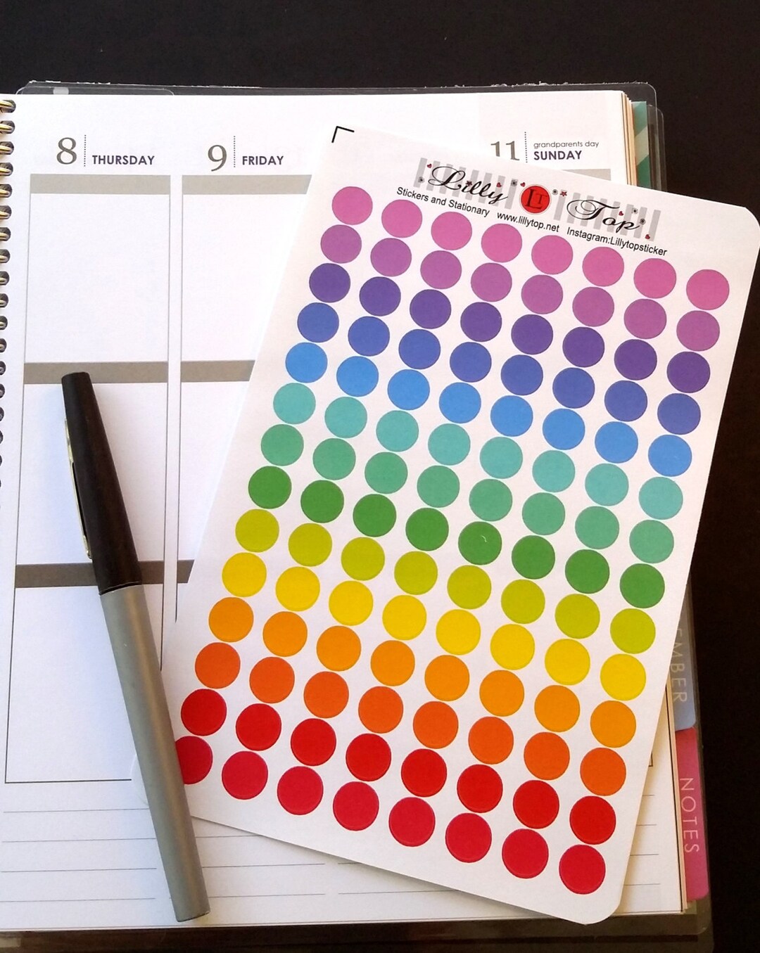 Dot Stickers, NEW Rainbow Colors, Fits All Common Planners, Kiss Cut ...