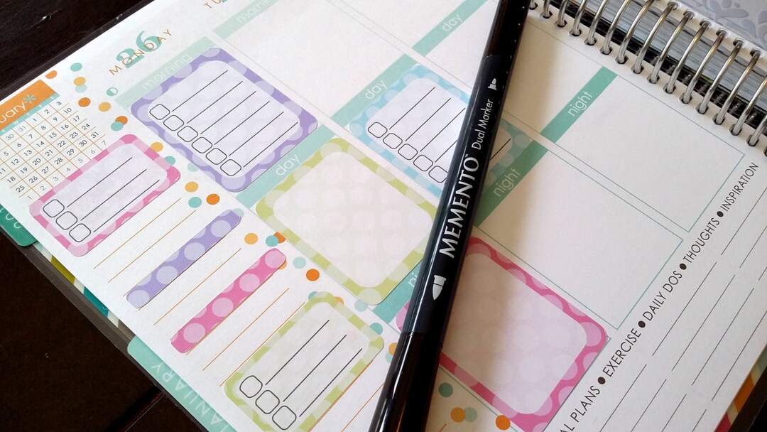 Full Box, Headers, Check Marks, Fits All Common Planners, Kiss Cut ...