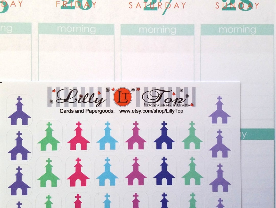 Church Stickers, Fits All Common Planners, Kiss Cut, Organizing ...