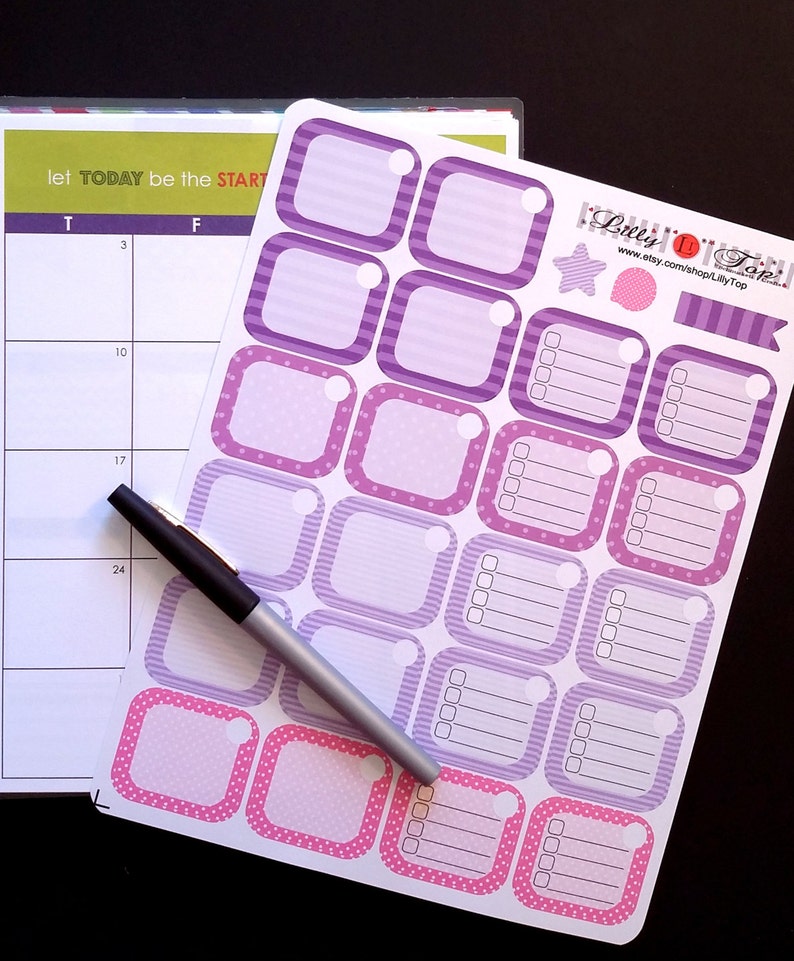 SALE Organizing Stickers Bundle Purple Chevron Stripes and | Etsy