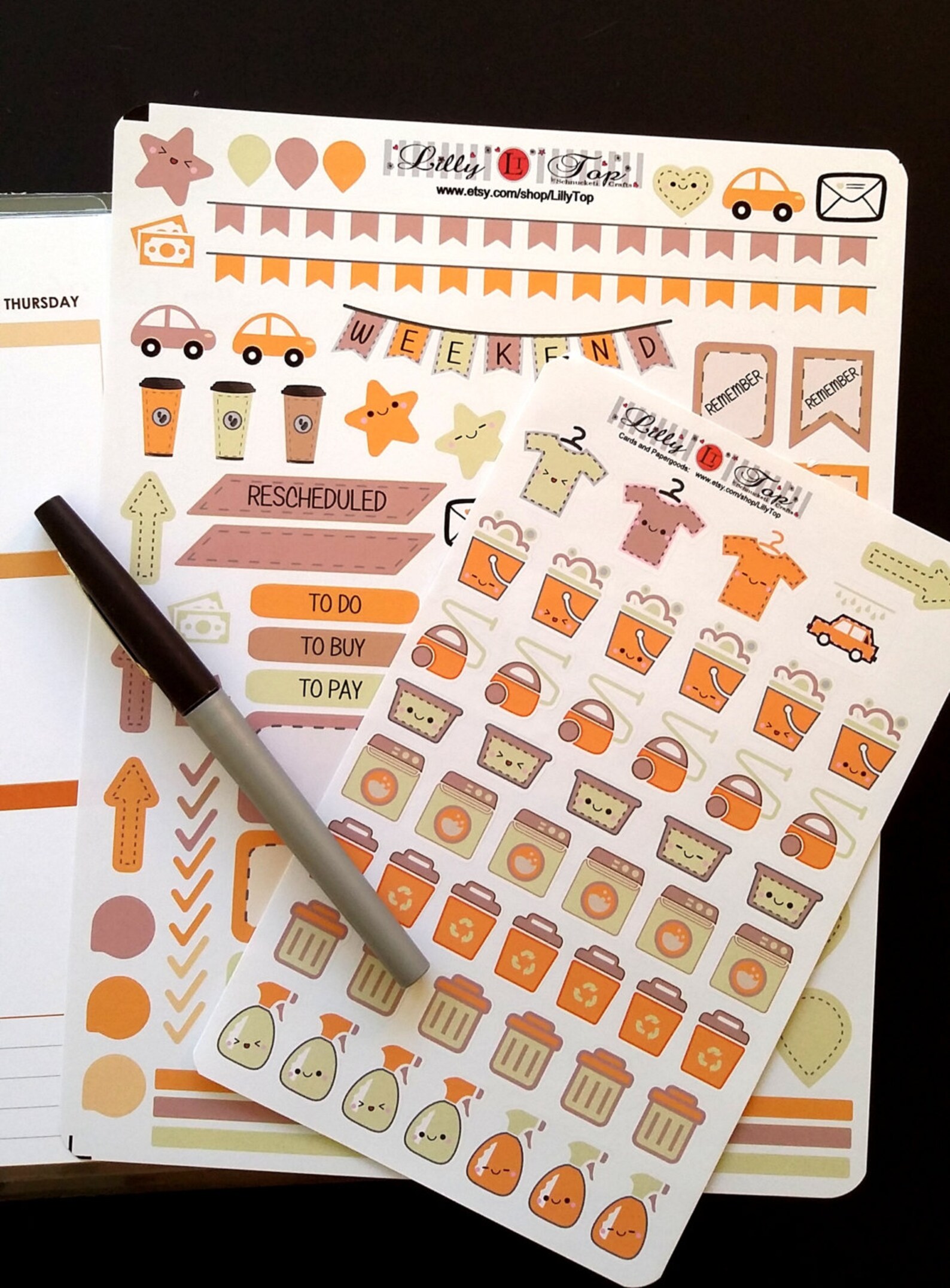 Cleaning StickersOrganizing Stickers Set OctoberKawaii | Etsy