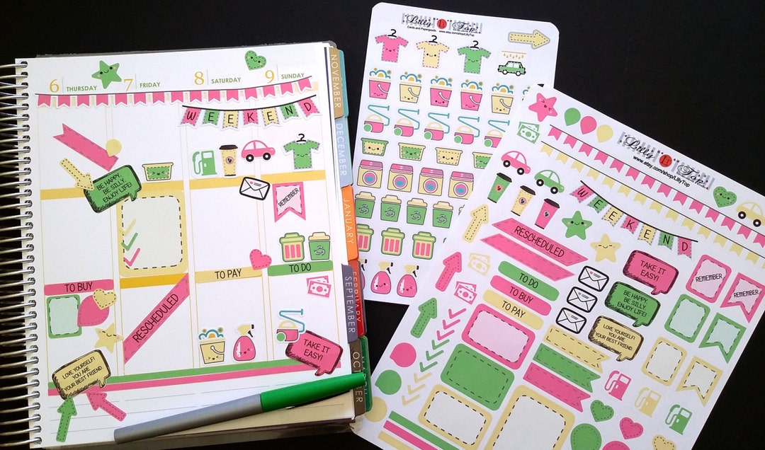 Cleaning Stickers,organizing Stickers, Set, Fits All Common Planners ...