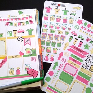 Cleaning Stickers,organizing Stickers, Set, Fits All Common Planners ...