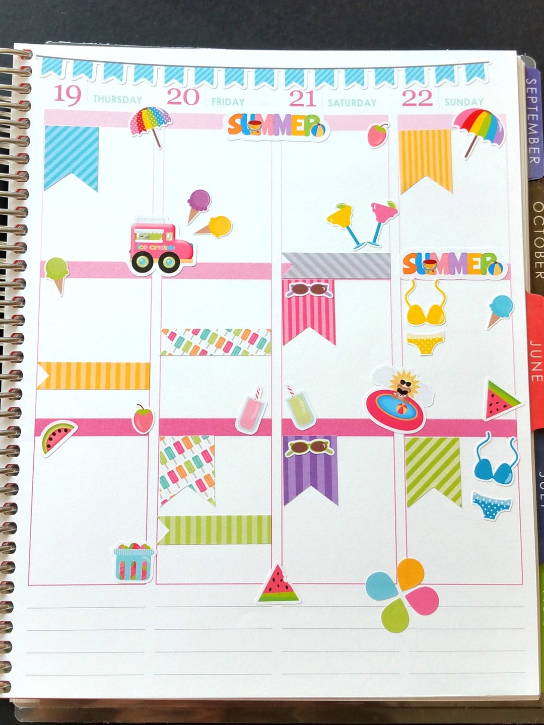 Summer, Stickers, Fits All Common Planners, Kiss Cut, Organizing ...