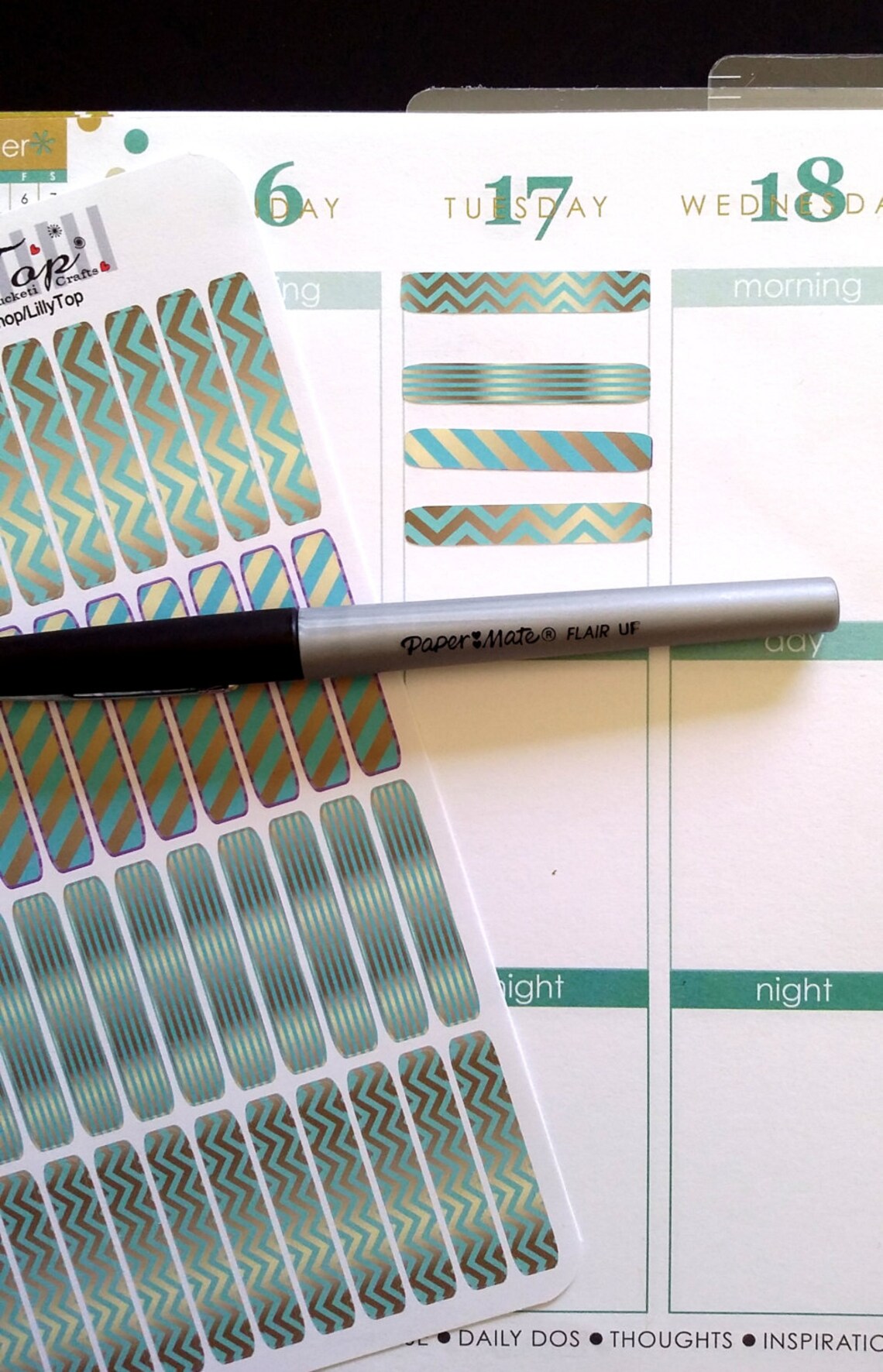 Organizing Stickers Headers Gold Chevron Note Section - Etsy