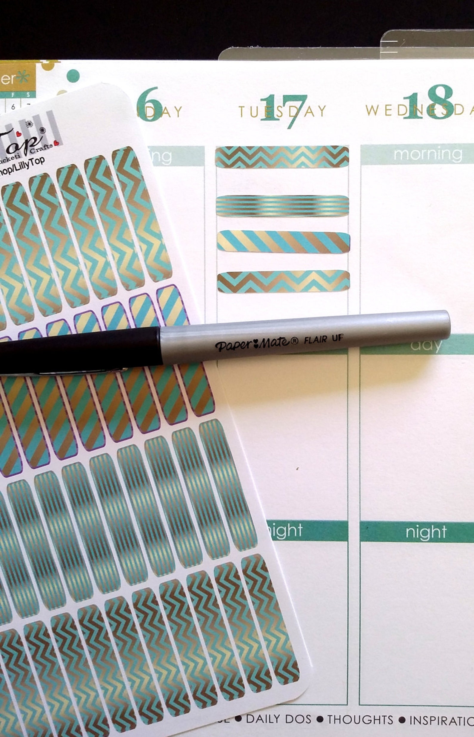 Organizing Stickers, Headers, Gold, Chevron, Note Section, Planner ...