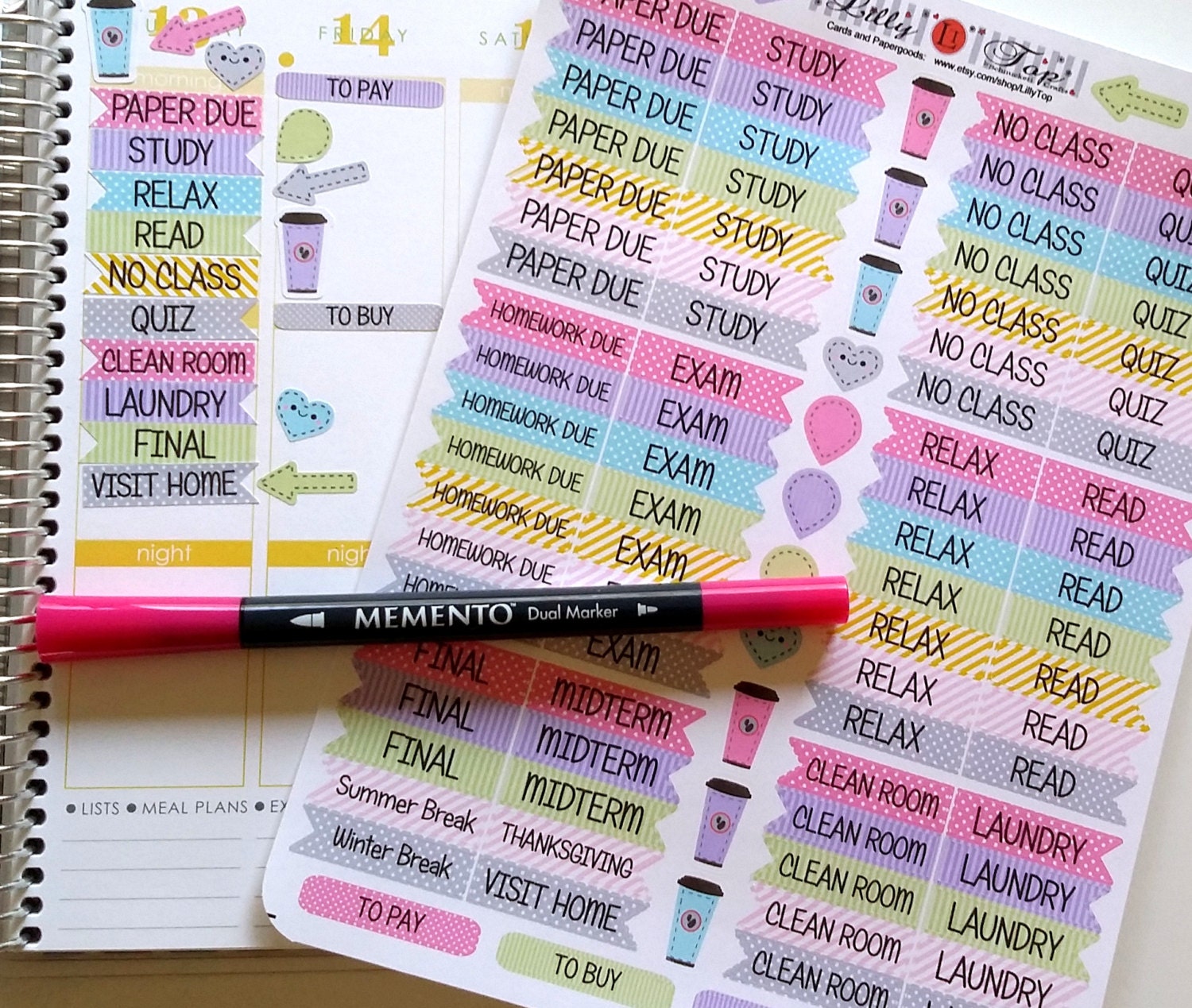 95 College Stickers School Stickers Stripes and Dots Flags - Etsy