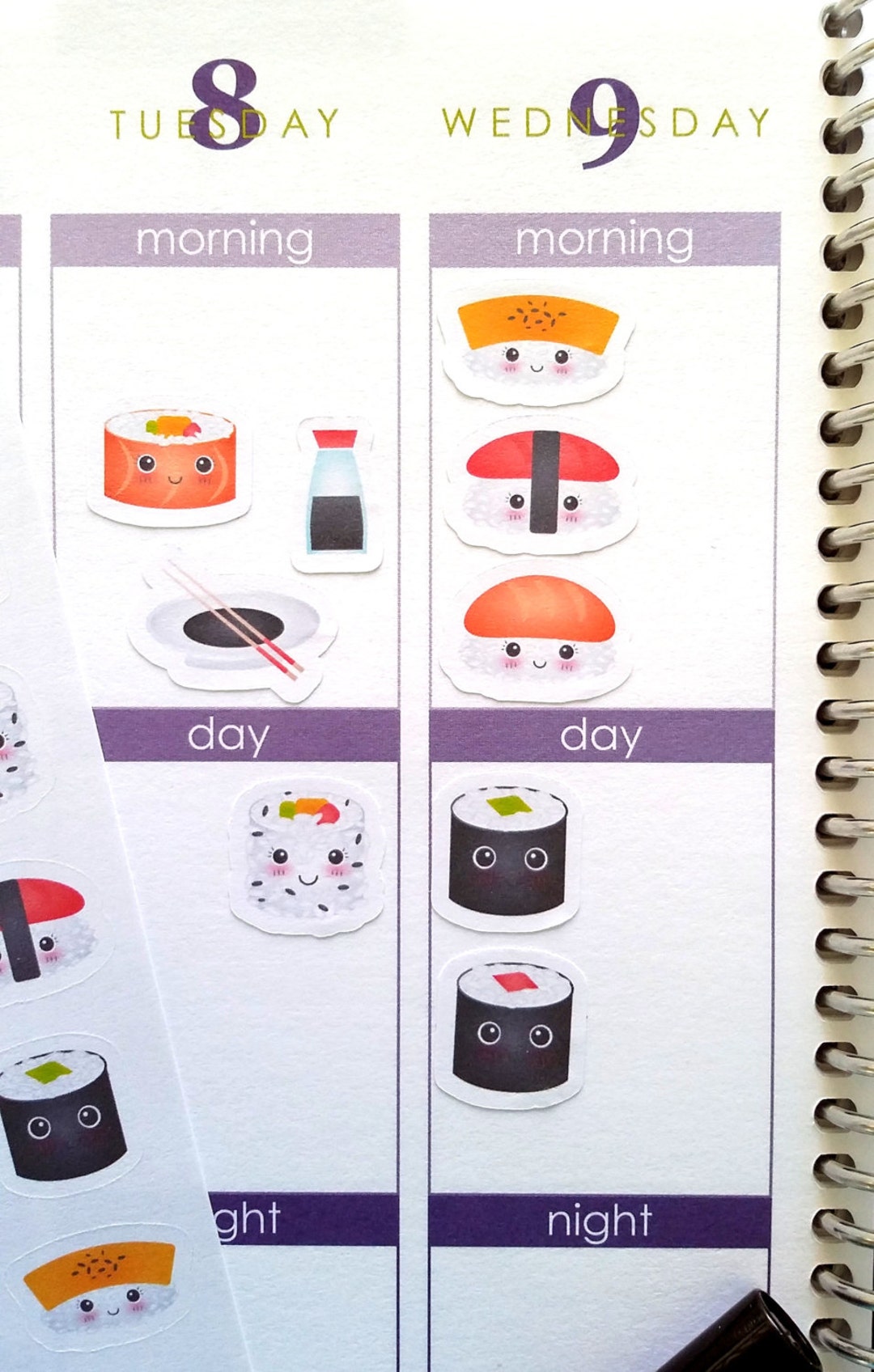 Sushi Stickers, Fits All Common Planners, Kiss Cut, Organizing Stickers ...