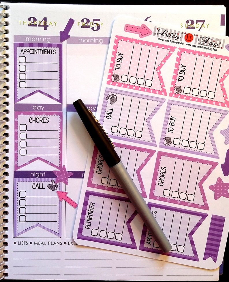 SALE, Organizing Stickers, Bundle, Purple, Chevron Stripes and Dots ...