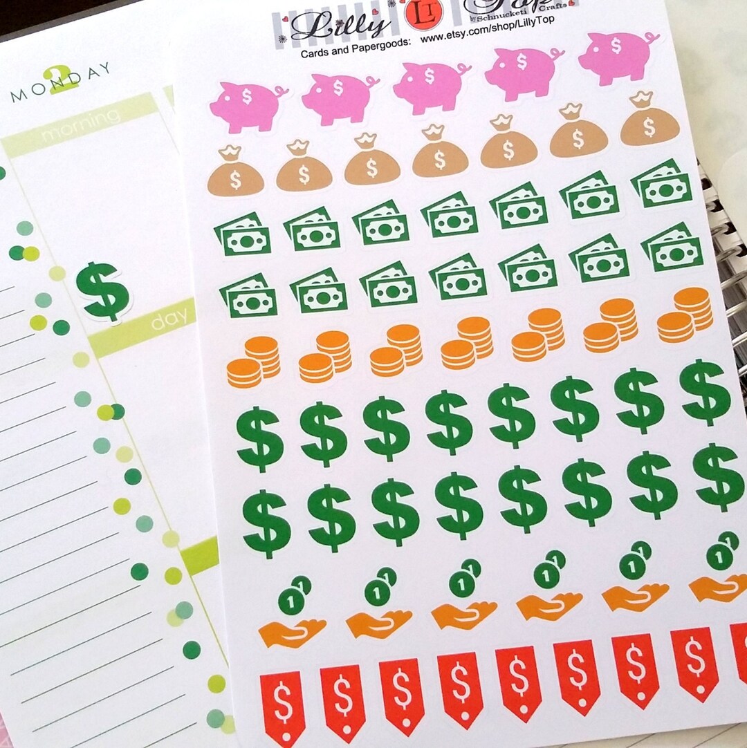 Money Stickers, Fits All Common Planners, Kiss Cut, Organizing Stickers ...