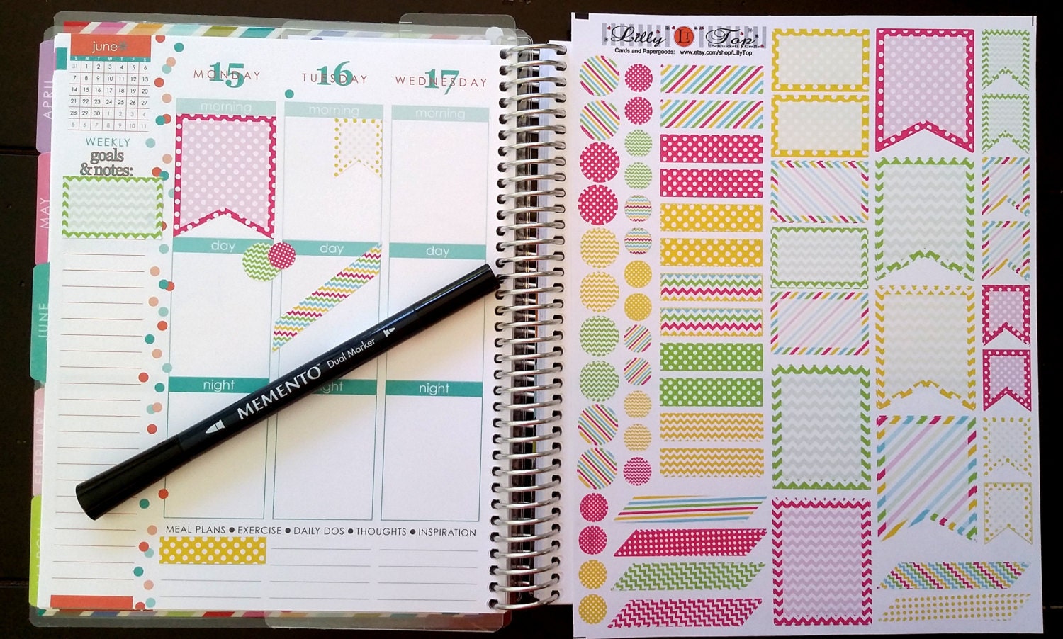 64 Planner Stickers Headers Full Box Flags Calendar - Etsy