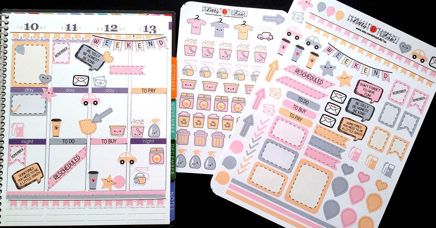 Cleaning StickersOrganizing Stickers BundlePastell | Etsy