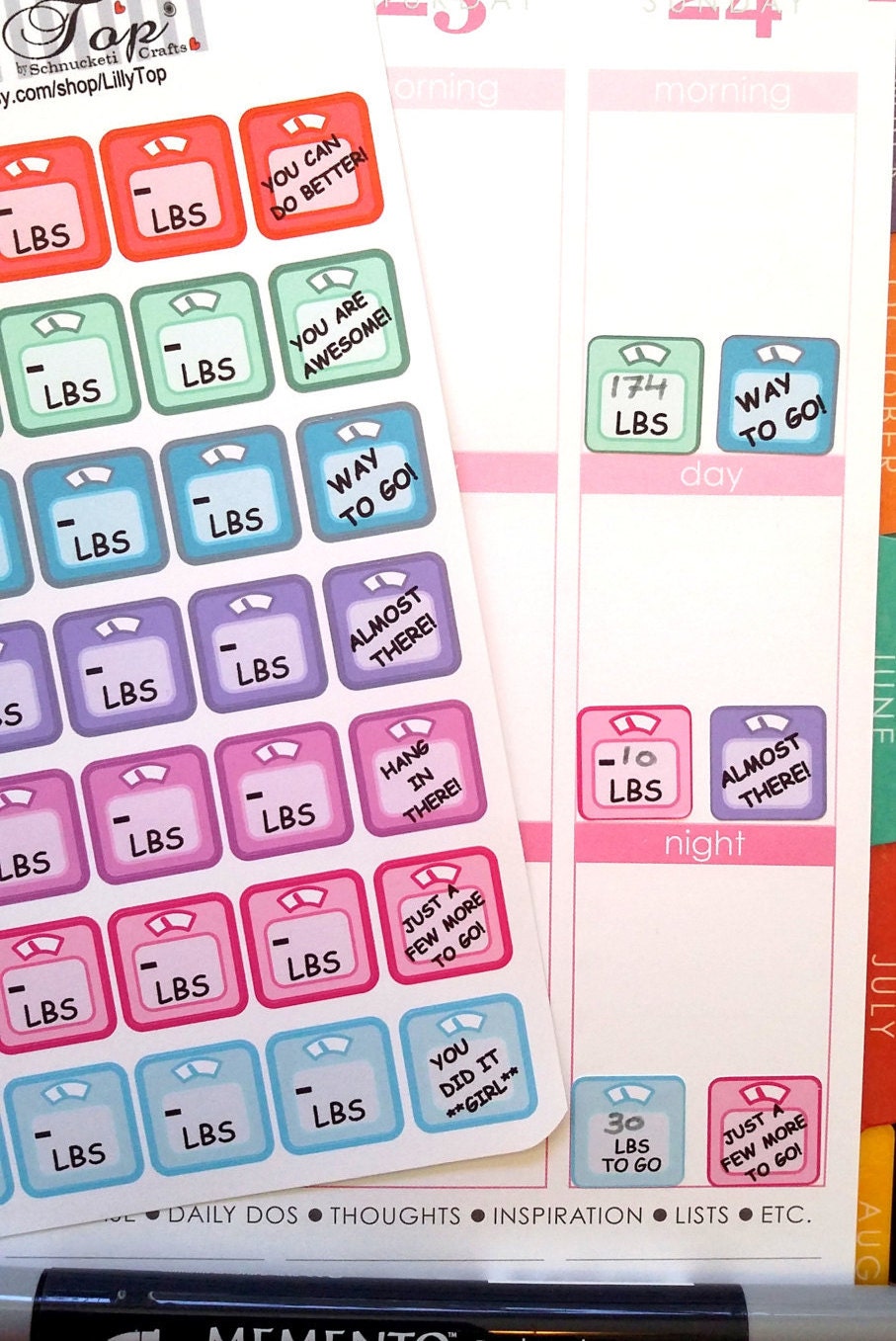 Scale Stickers,lbs, Weighing, Fits All Common Planners, Kiss Cut ...