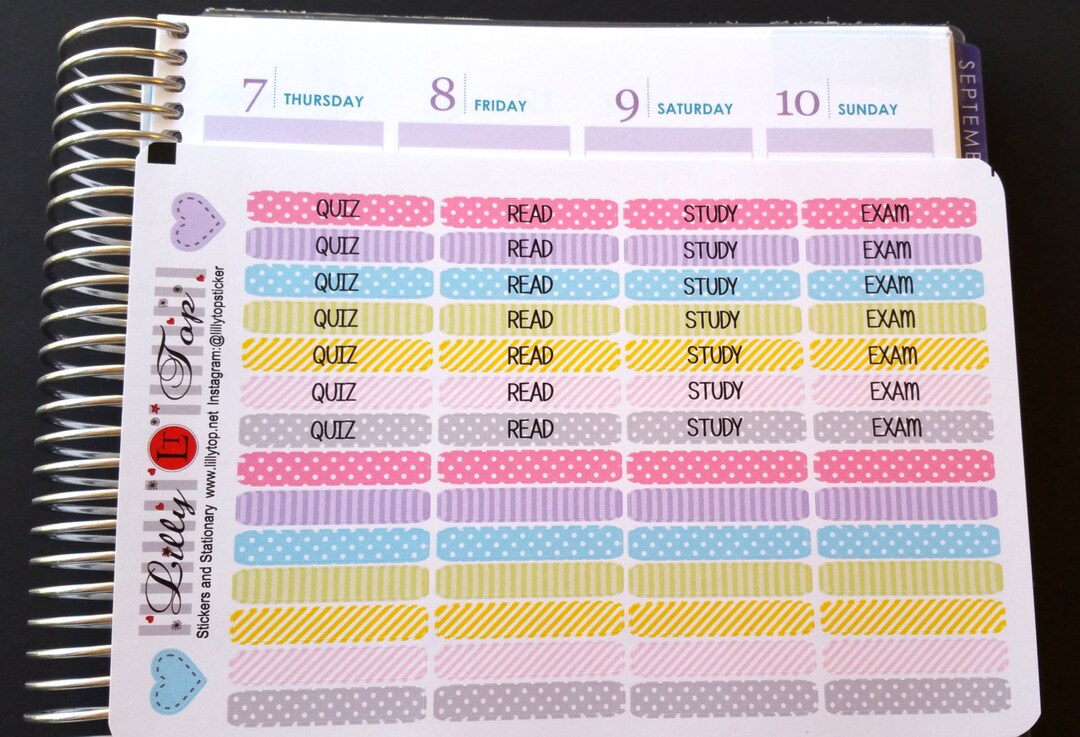 Quiz, Read, Study, Exam,school, College, Planner Stickers, Fits All ...