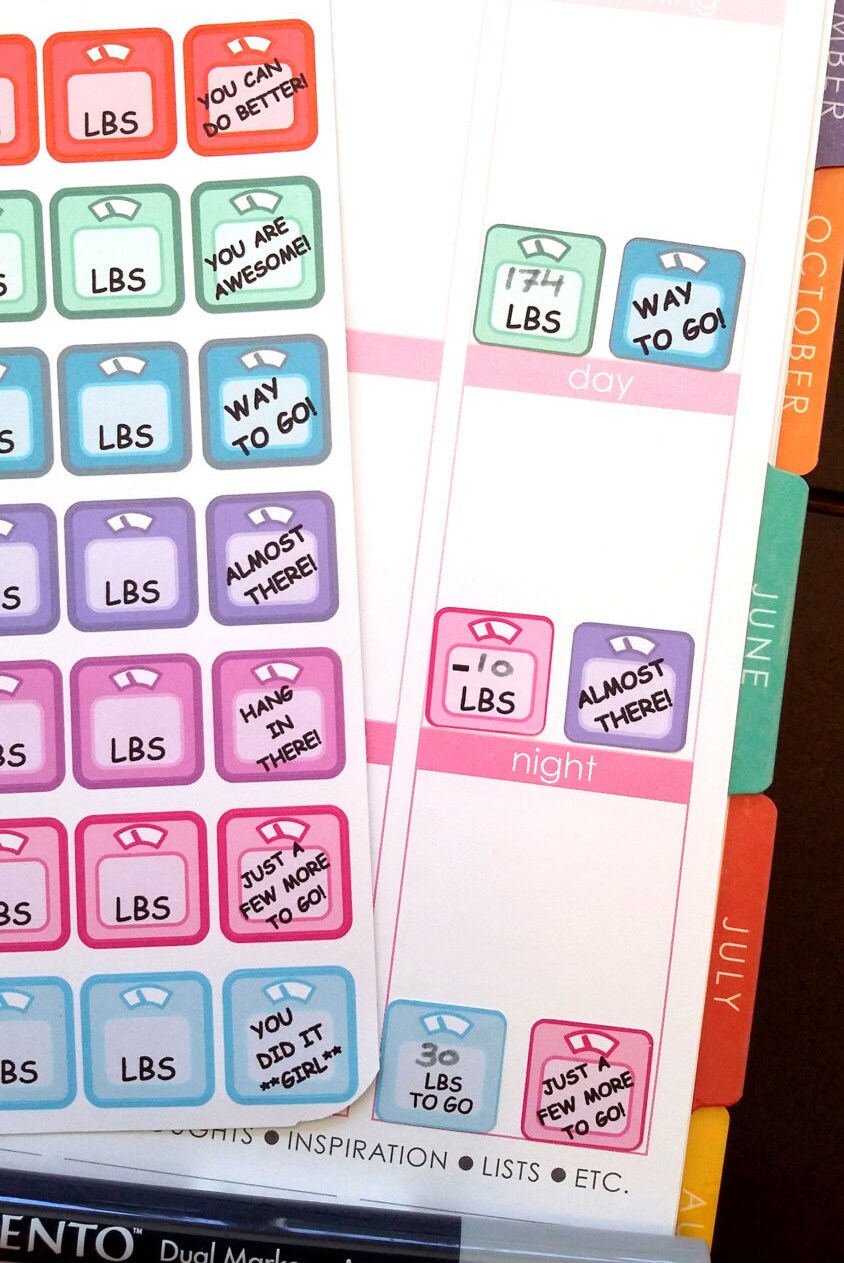 Scale Stickerslbs Weighing Fits All Common Planners Kiss - Etsy