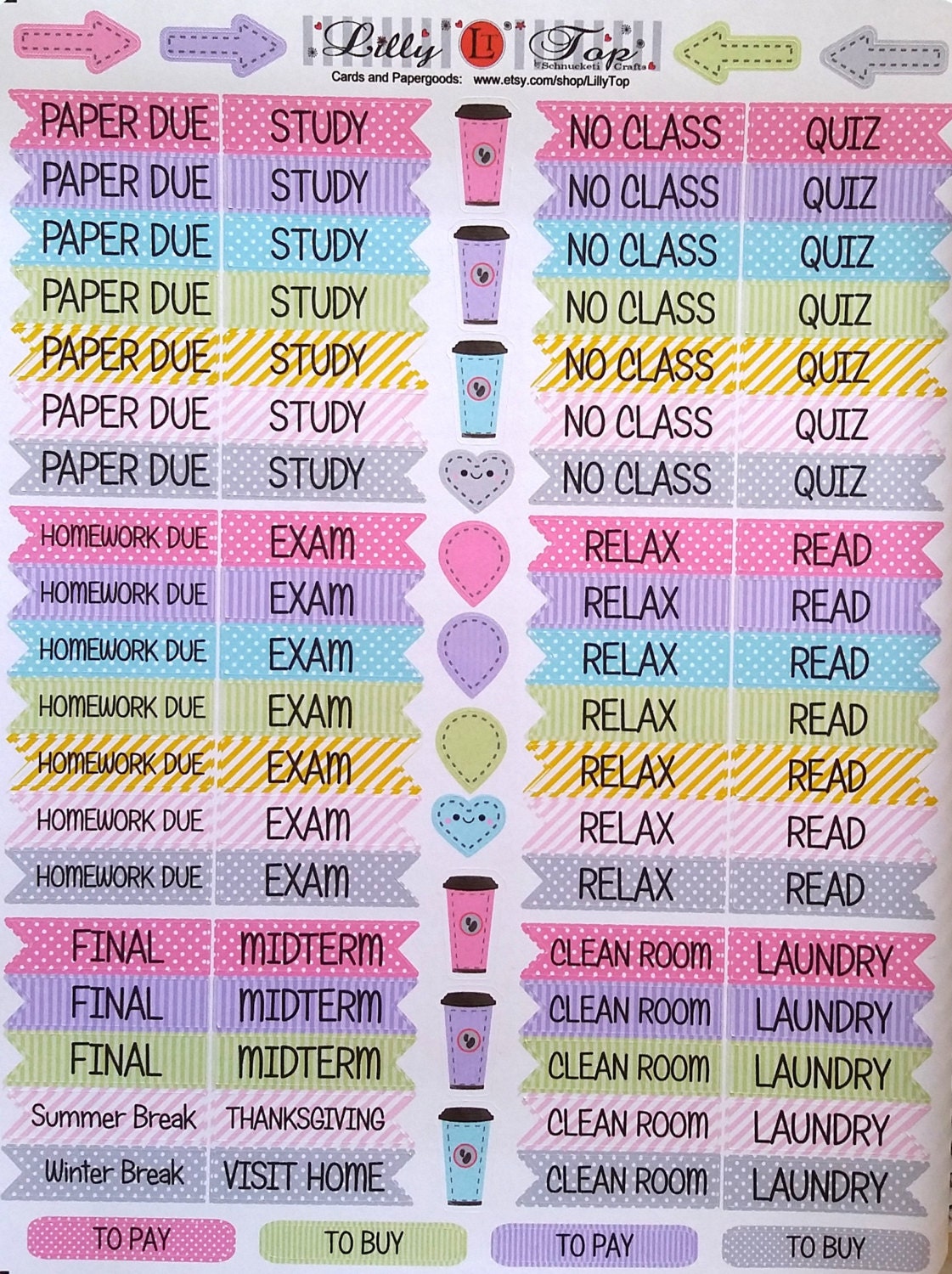 95 College Stickers School Stickers Stripes and Dots Flags - Etsy