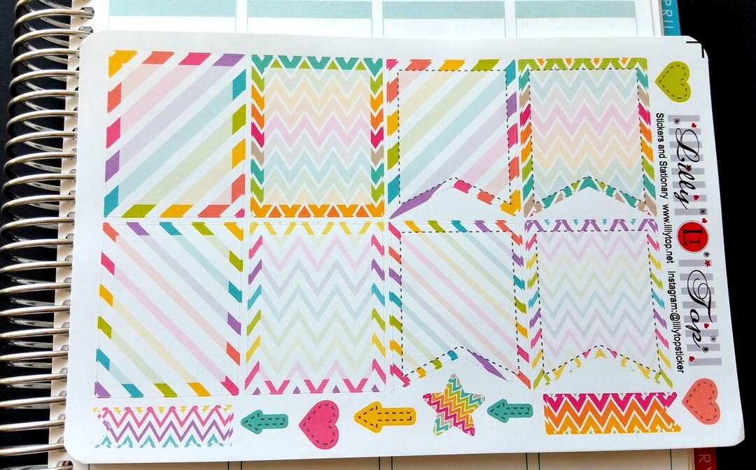 Organizing Stickers, Chevron, Stripes, Mixed Patterns, Full Box Flags ...