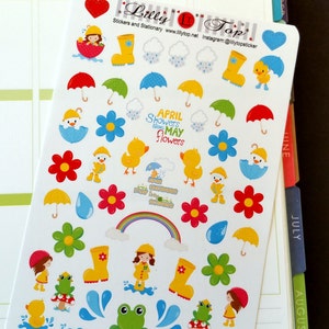 Spring Set, April Showers, Rain, Stickers, Fits All Common Planners ...