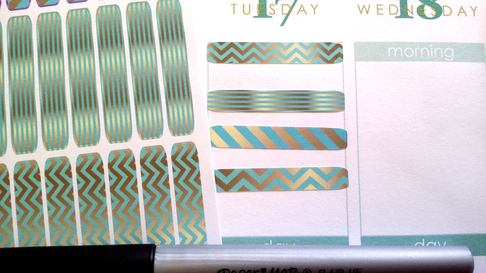 Organizing Stickers, Headers, Gold, Chevron, Note Section, Planner ...