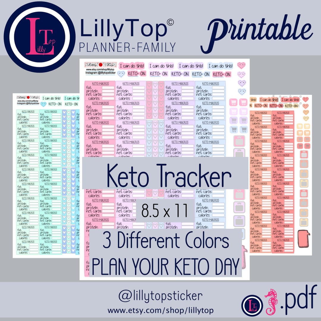 3 Keto-macro-tracker, Printable, DIY, PDF File, Different Colors ...