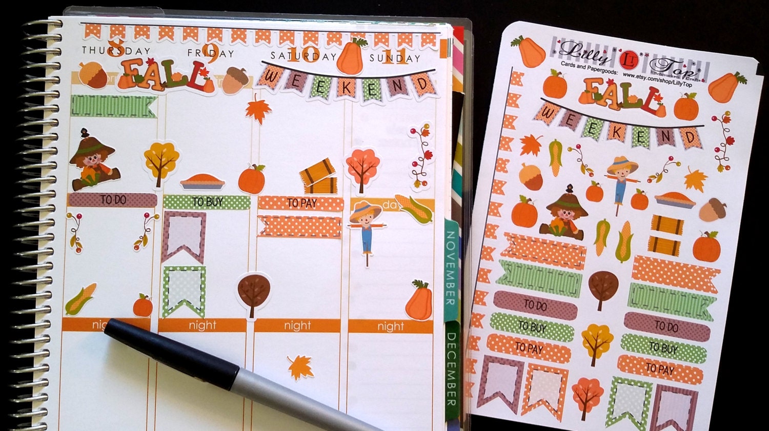 Fall Planner Stickers Fits All Common Planners Kiss Cut | Etsy
